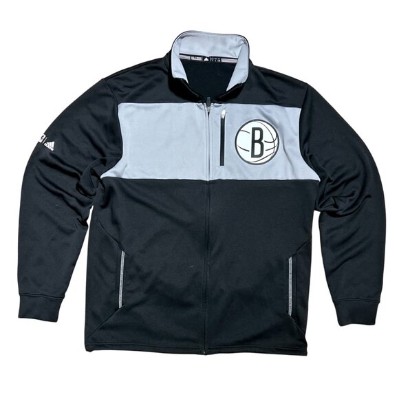 adidas | Jackets & Coats | Brooklyn Nets Adidas Black Gray Nba Full Zip ...